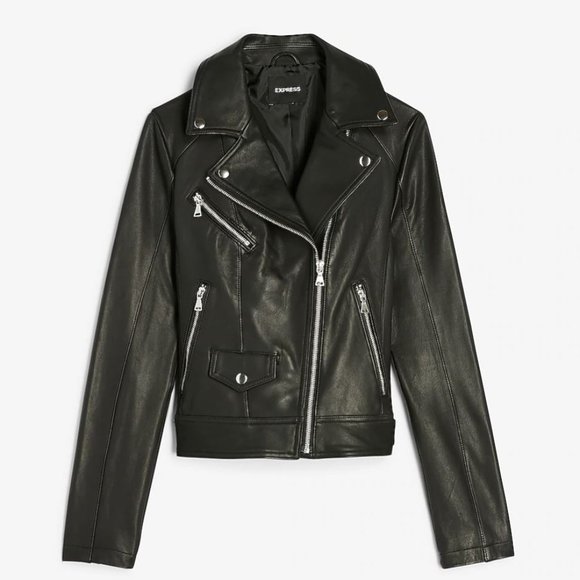 Express | Jackets & Coats | Nwt Express Genuine Leather Black Moto ...
